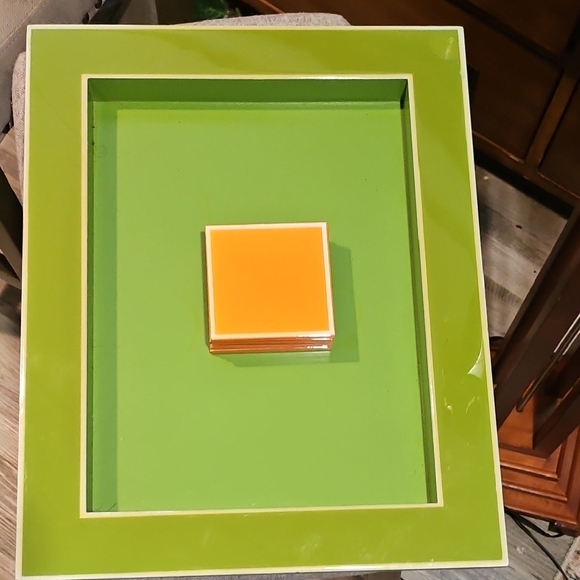 Z Gallerie | Dining | Green And Orange Decorative Tray Set | Poshmark